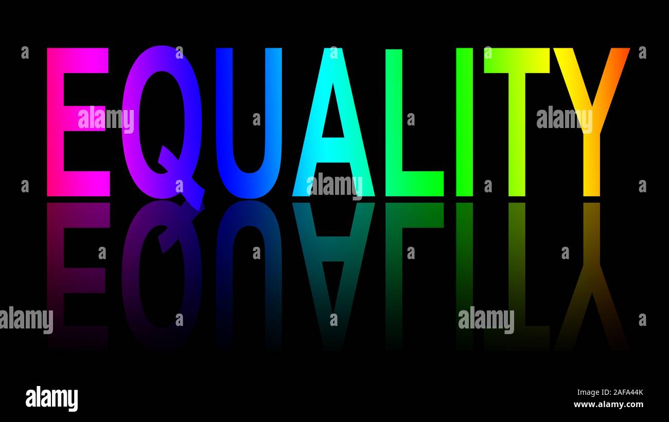 EQUALITY in rainbow colors with reflection Stock Photo - Alamy