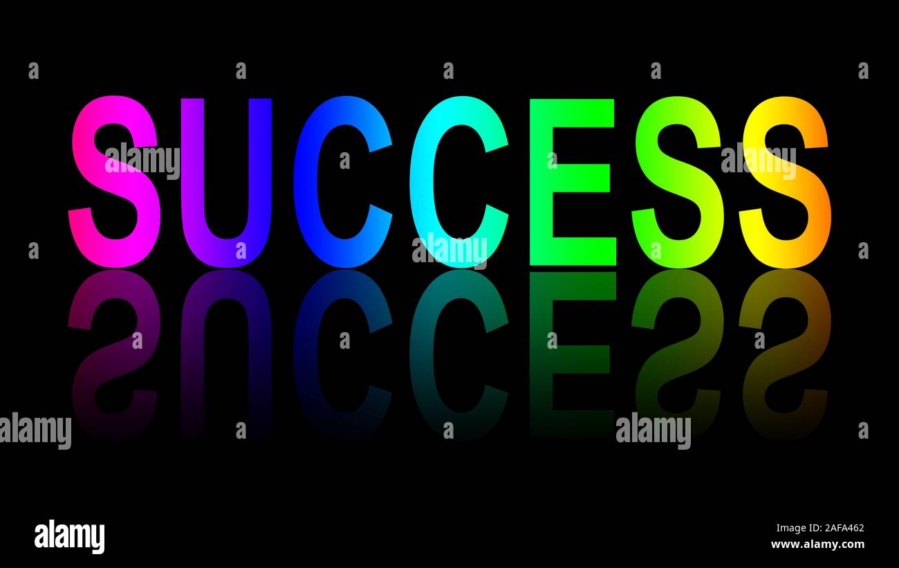 SUCCESS in rainbow colors with reflection Stock Photo - Alamy