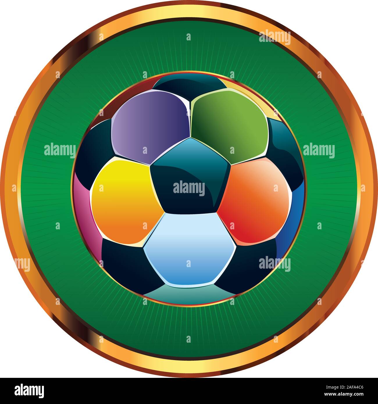 Multicolored soccer (football) ball icon on white background Stock ...