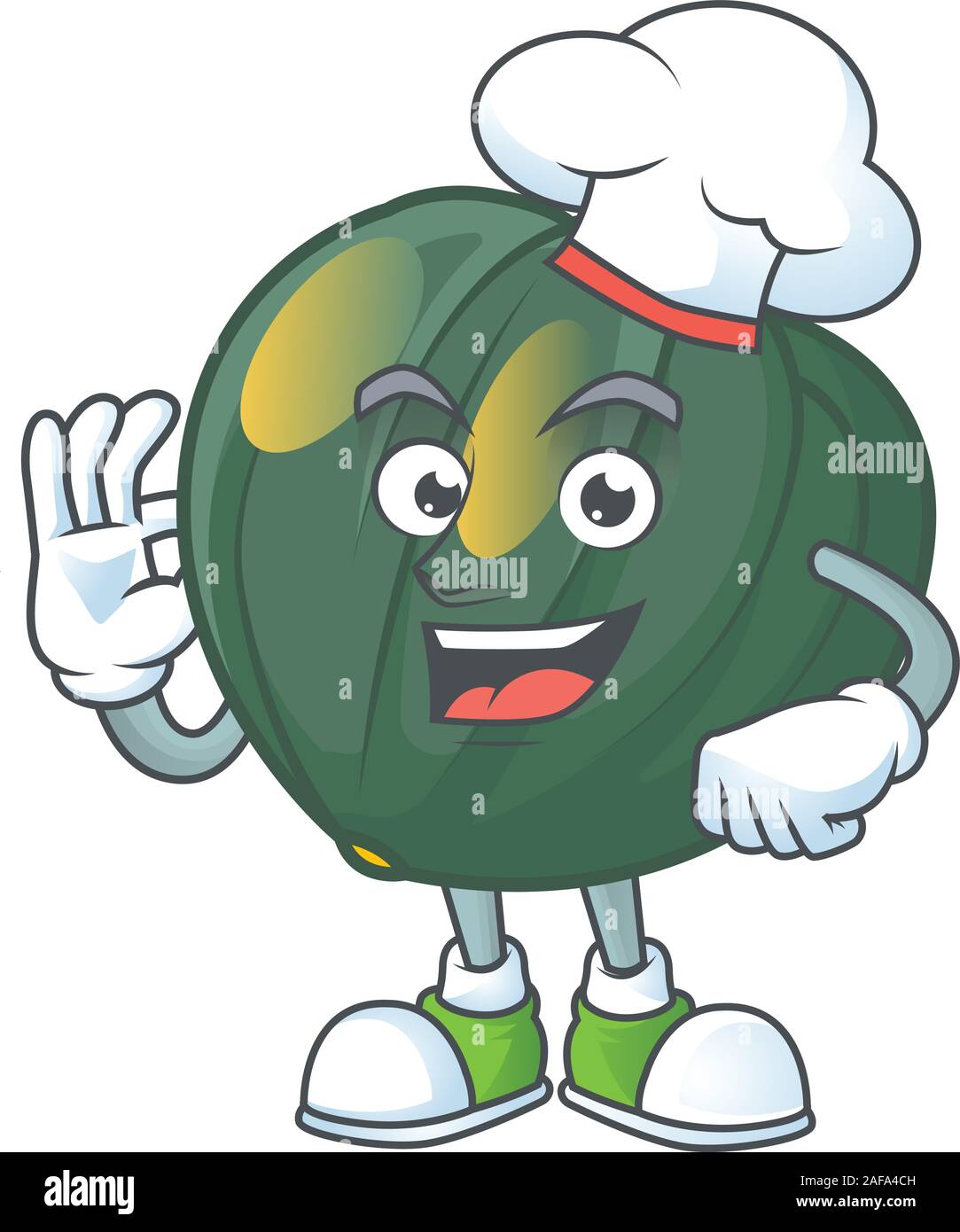 Smiley Face chef acorn squash character with white hat Stock Vector ...