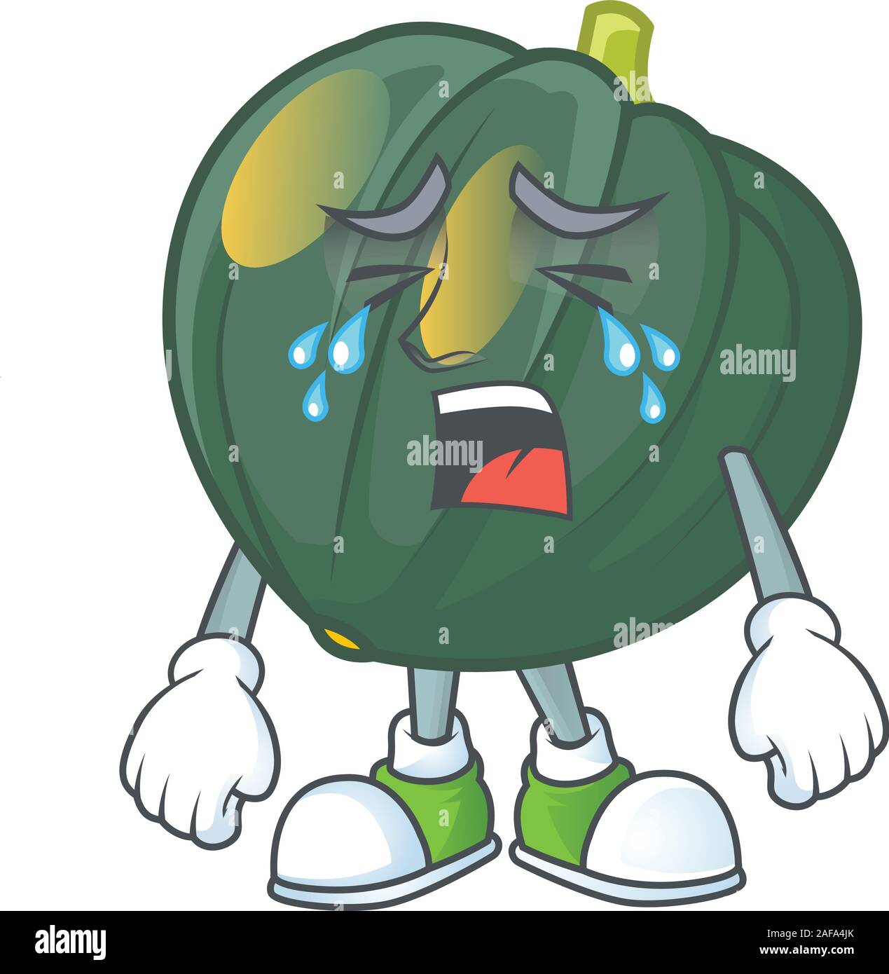 Sad Crying gesture acorn squash cartoon character style Stock Vector ...