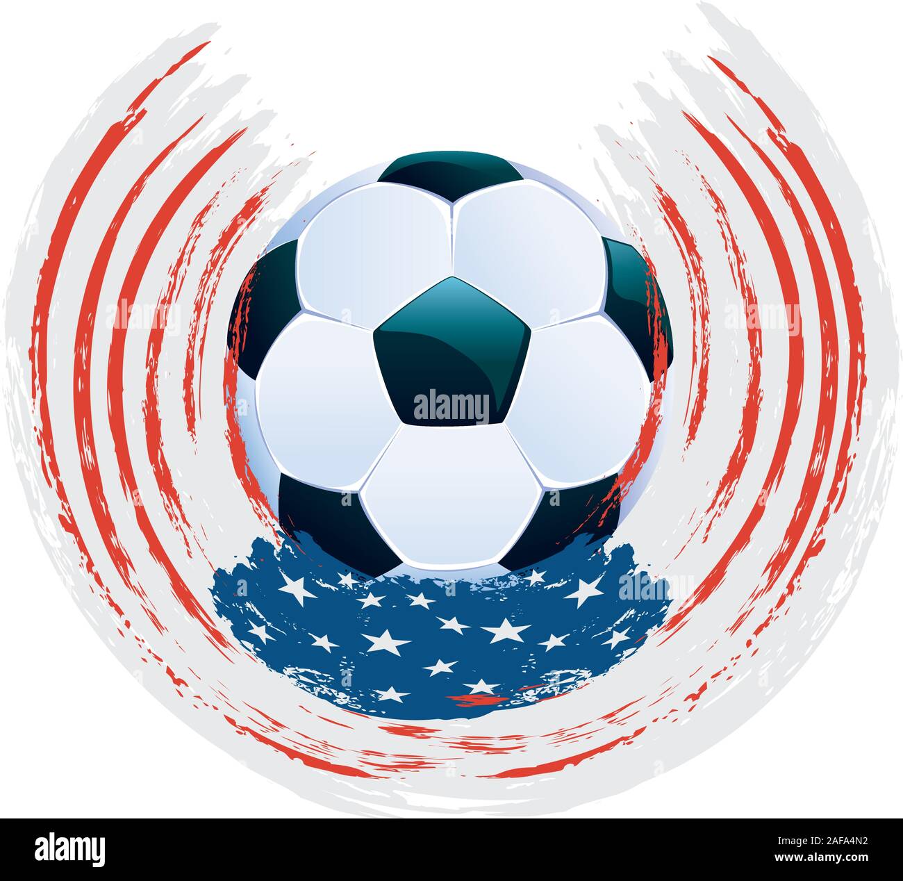 Soccer or Football ball and grunge colorful brush strokes design Stock ...