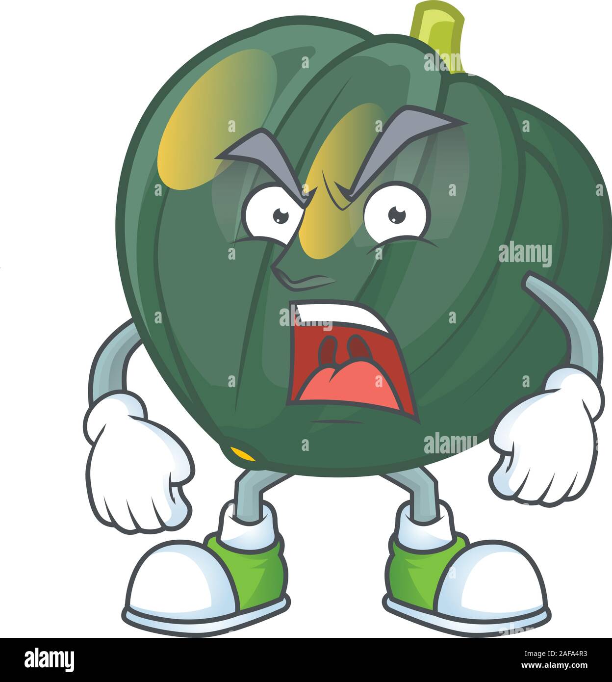 angry face of acorn squash cartoon character style Stock Vector Image ...