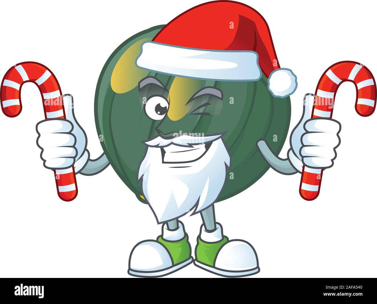 Acorn squash Cartoon character in Santa Claus with candy Stock Vector ...