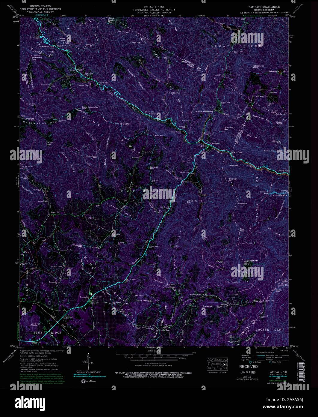 USGS TOPO Map North Carolina NC Bat Cave 161900 1946 24000 Inverted ...