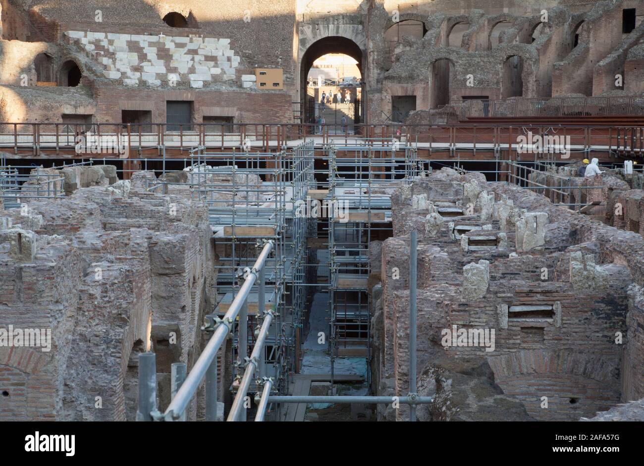 The interior of the Colosseum or Coliseum in Rome showing current ...
