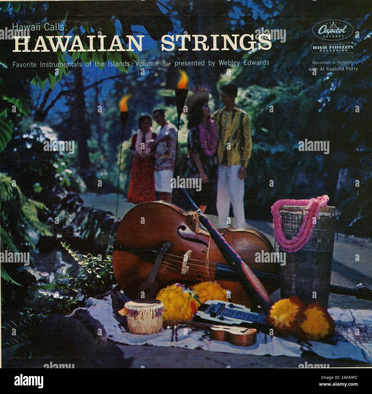 Hawaiian Strings - - Vintage vinyl record cover Stock Photo - Alamy