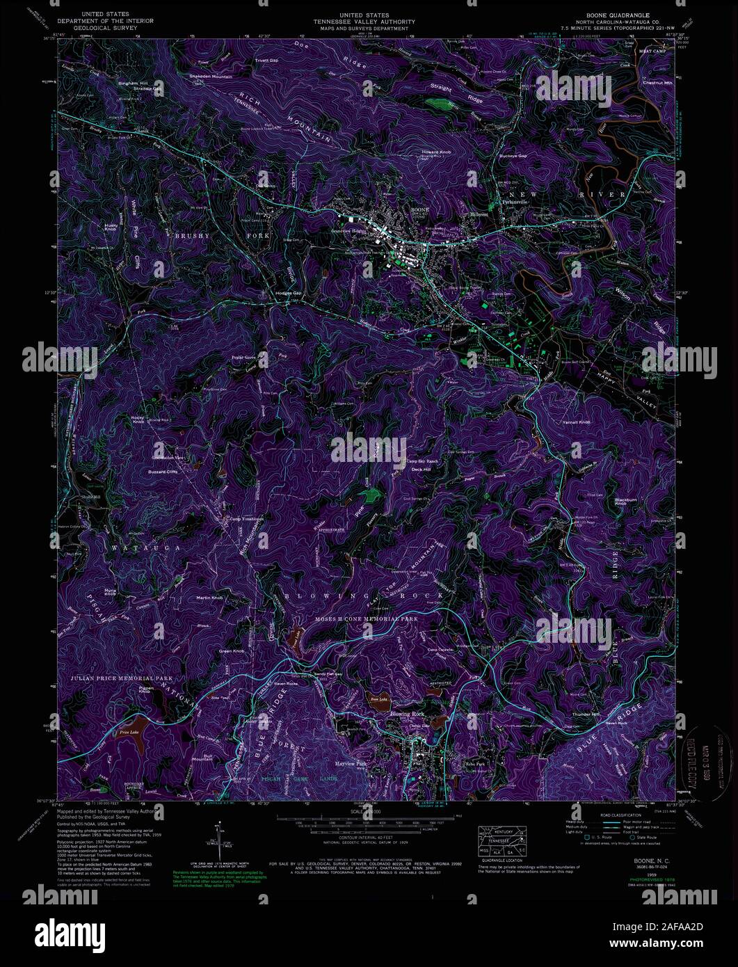 Map of boone north carolina hi-res stock photography and images - Alamy