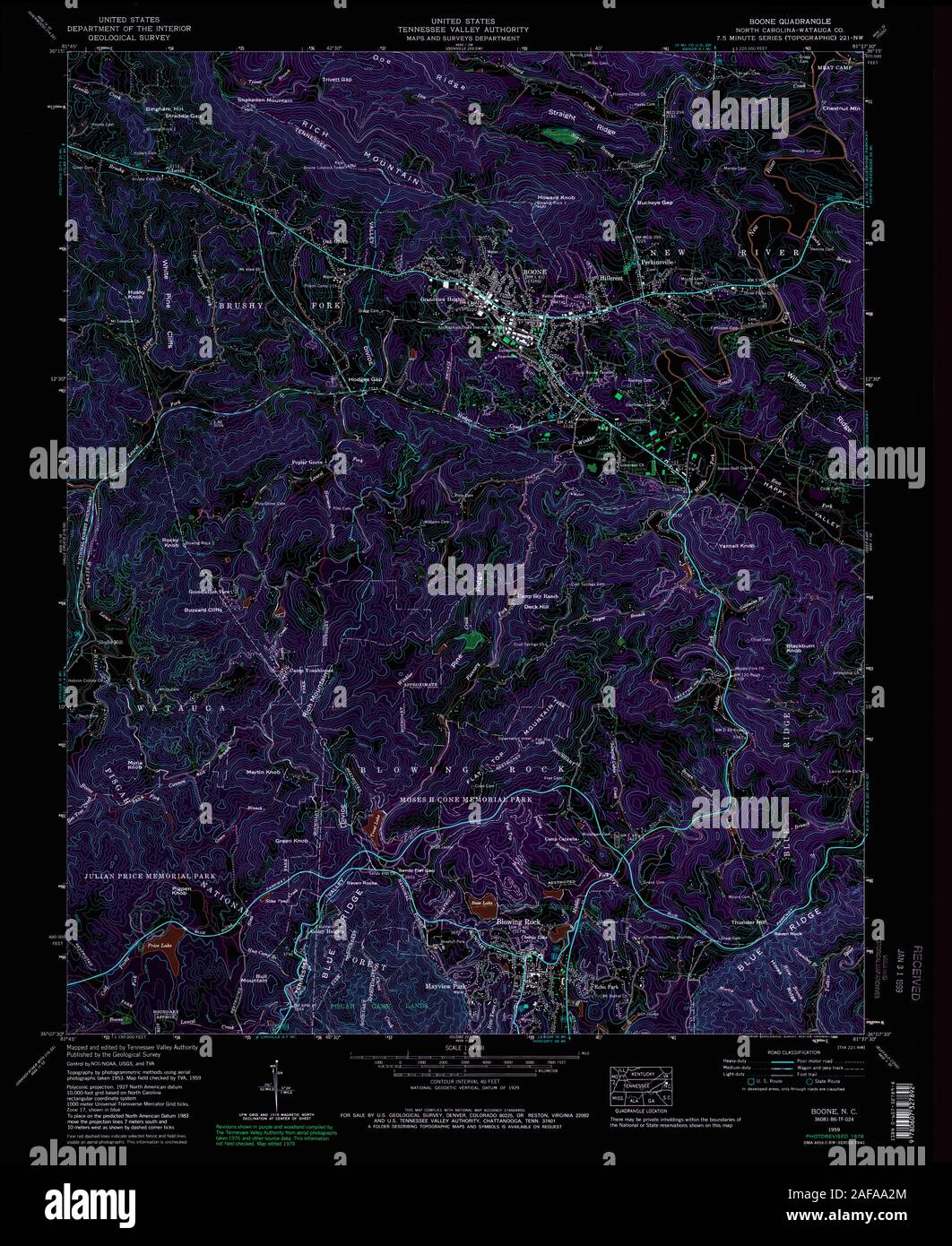 Map of boone north carolina hi-res stock photography and images - Alamy