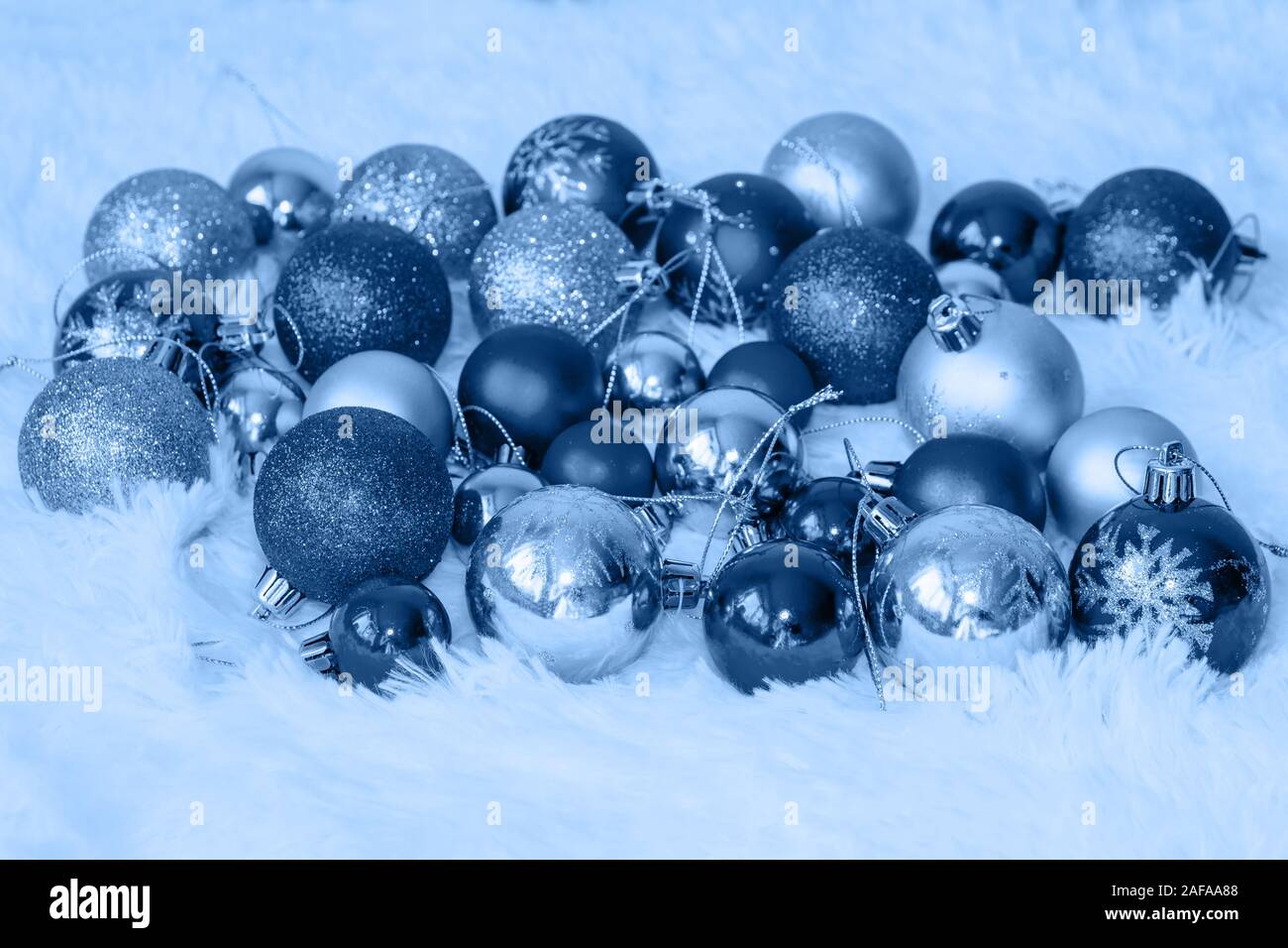 Christmas balls on a white background. Color of the year 2020 Classic ...