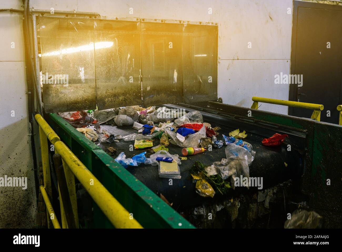 Rubbish on conveyor belt sorting hi-res stock photography and images - Alamy