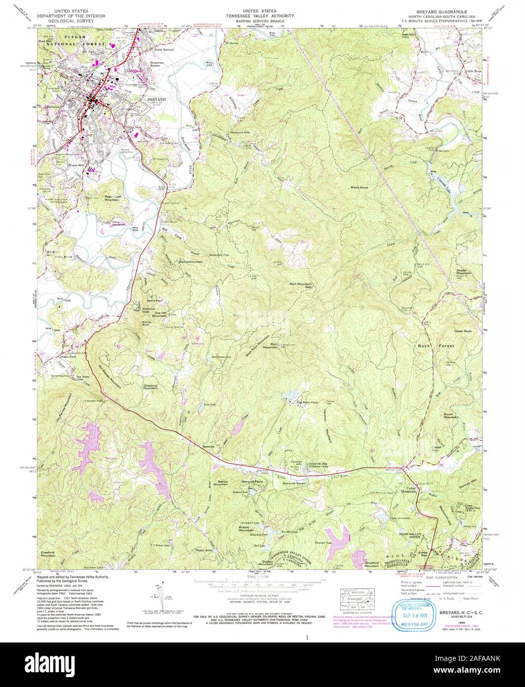 Brevard north carolina map hi-res stock photography and images - Alamy