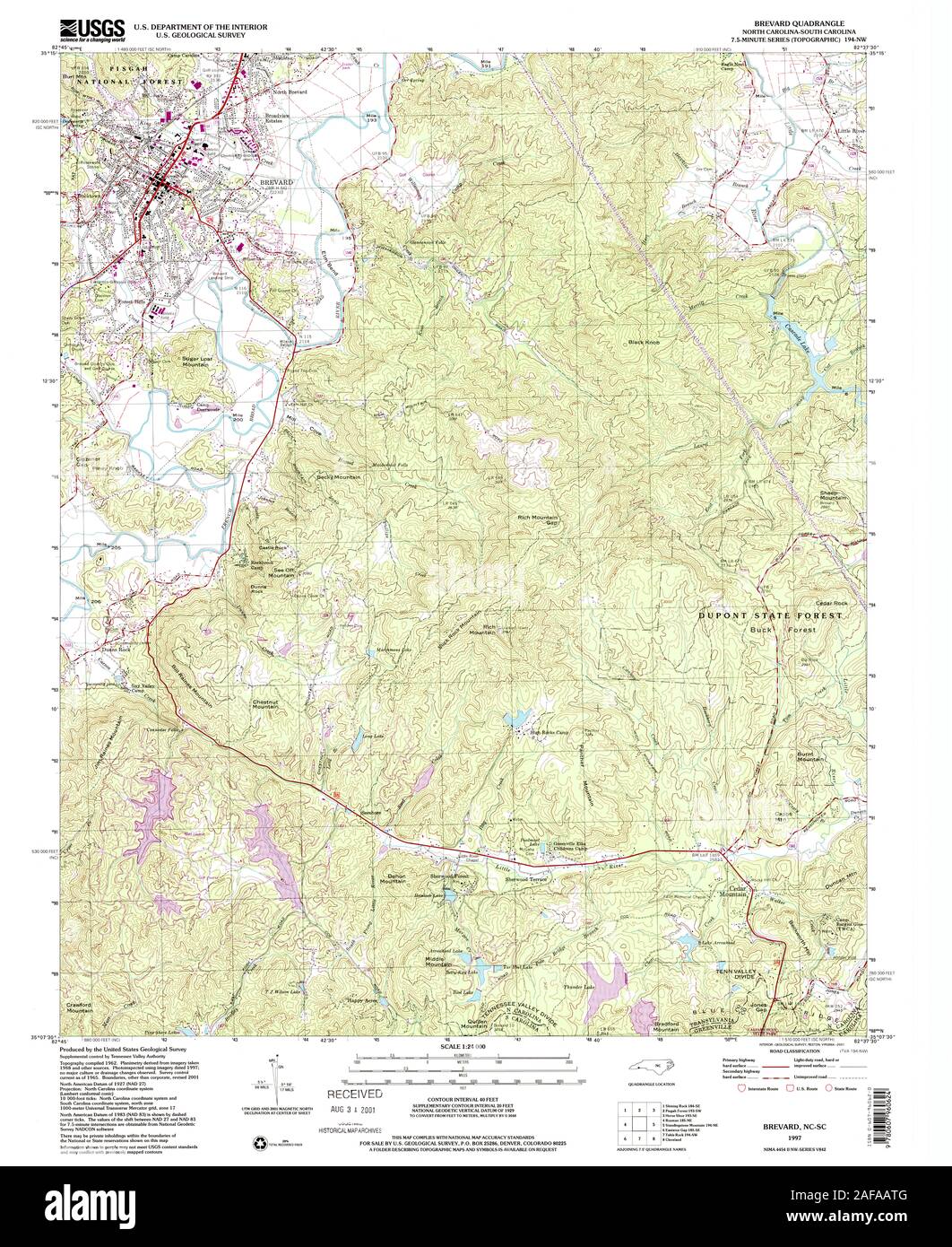 Map of brevard north carolina Cut Out Stock Images & Pictures - Alamy