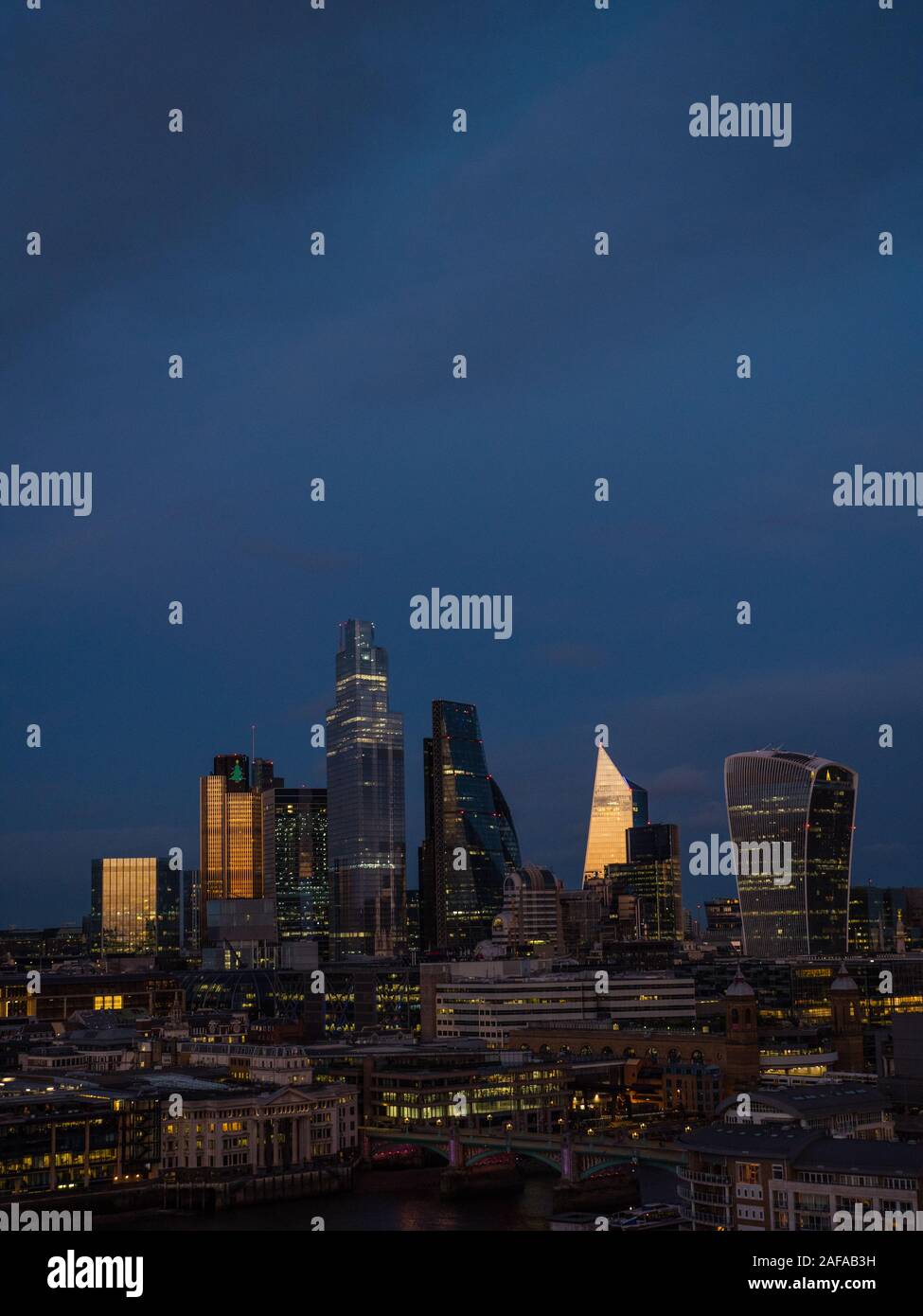 Night Time Landscape View of City of London Skyline, London, England ...