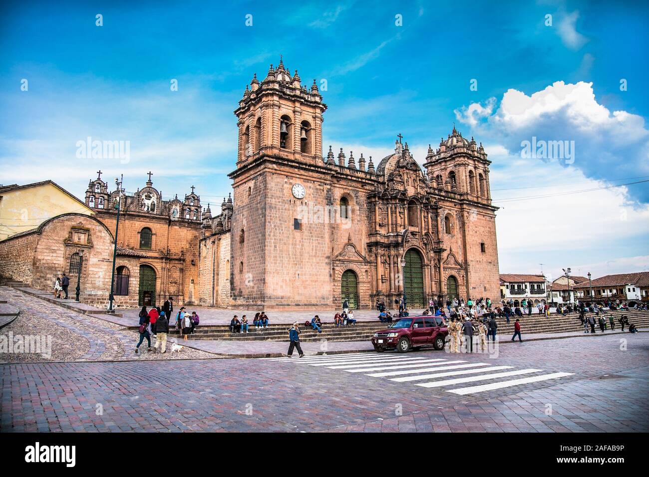Cusco, Peru - Jan 6, 2019: Historic Colonial Buildings on the Plaza de ...