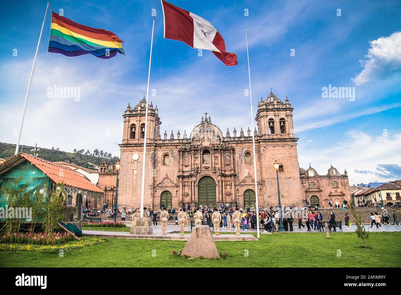 Cusco, Peru - Jan 6, 2019: Historic Colonial Buildings on the Plaza de ...