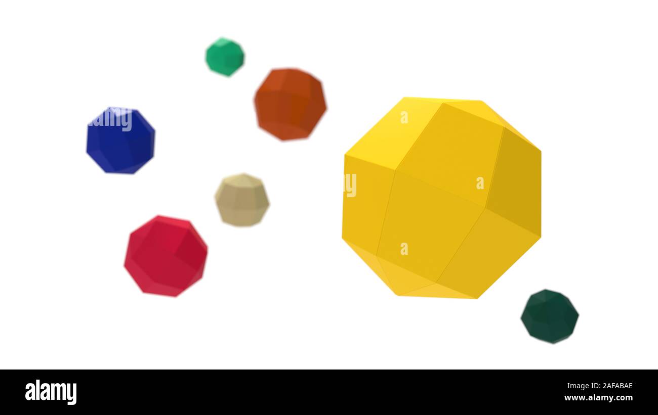 3d rendering wallpaper of floating hexagon objects isolated in studio ...