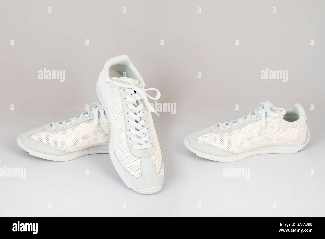 white sneakers shoes isolated on white background side and front view ...