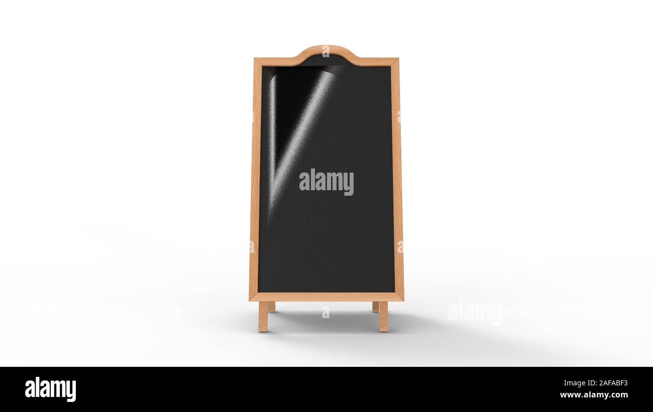 3d rendering of a standing chalkboard isolated in a white studio ...