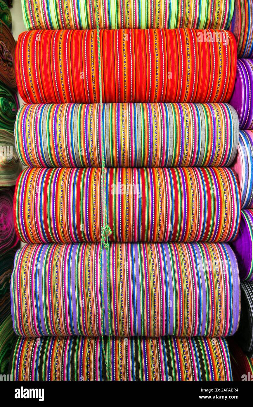 Peruvian traditional colourful native handicraft textile fabric at ...