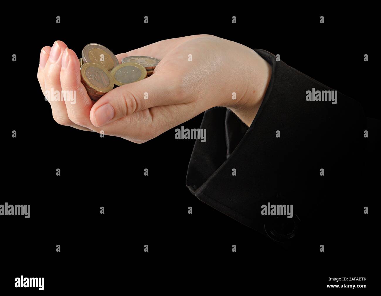 Black hand holding coins hi-res stock photography and images - Alamy