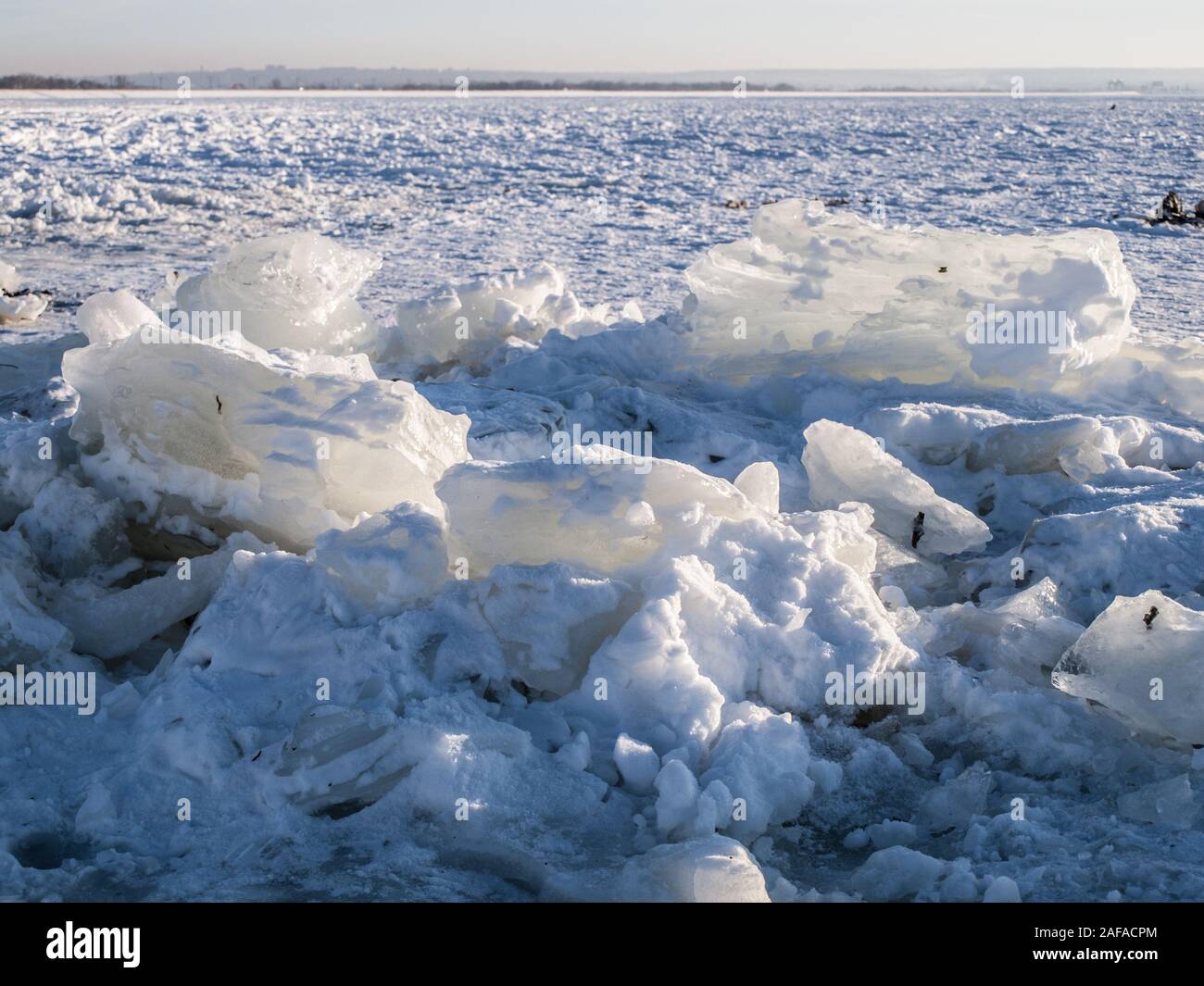 Ice hummocks during freezing and sunny winter weather Stock Photo - Alamy