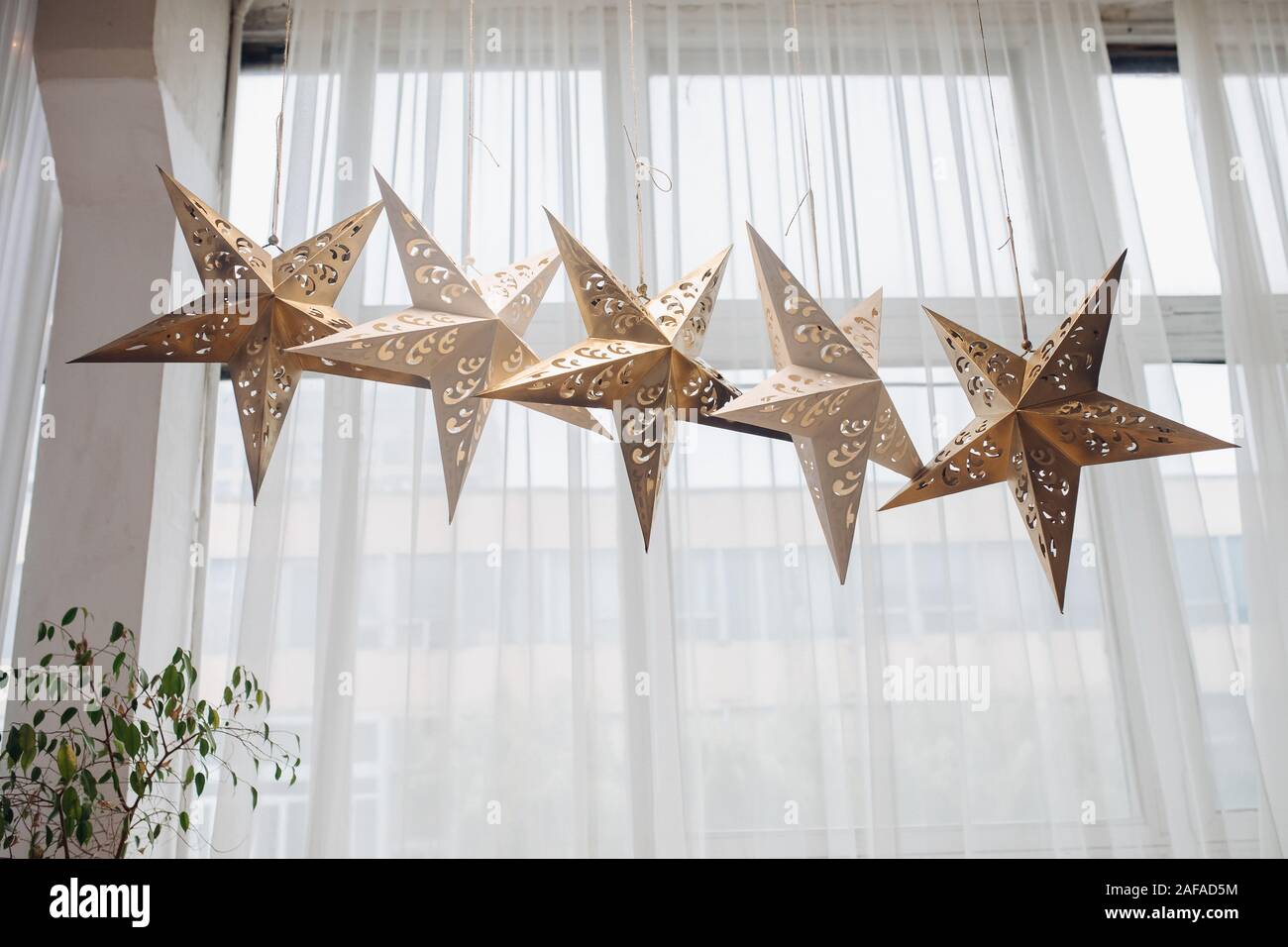 Row of stars against the window. Low angle stock photo Stock Photo - Alamy