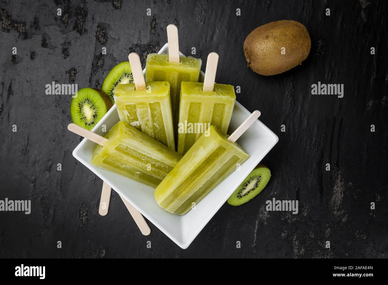 Kiwi Popsicles (fresh) as detailed close-up shot, selective focus Stock ...