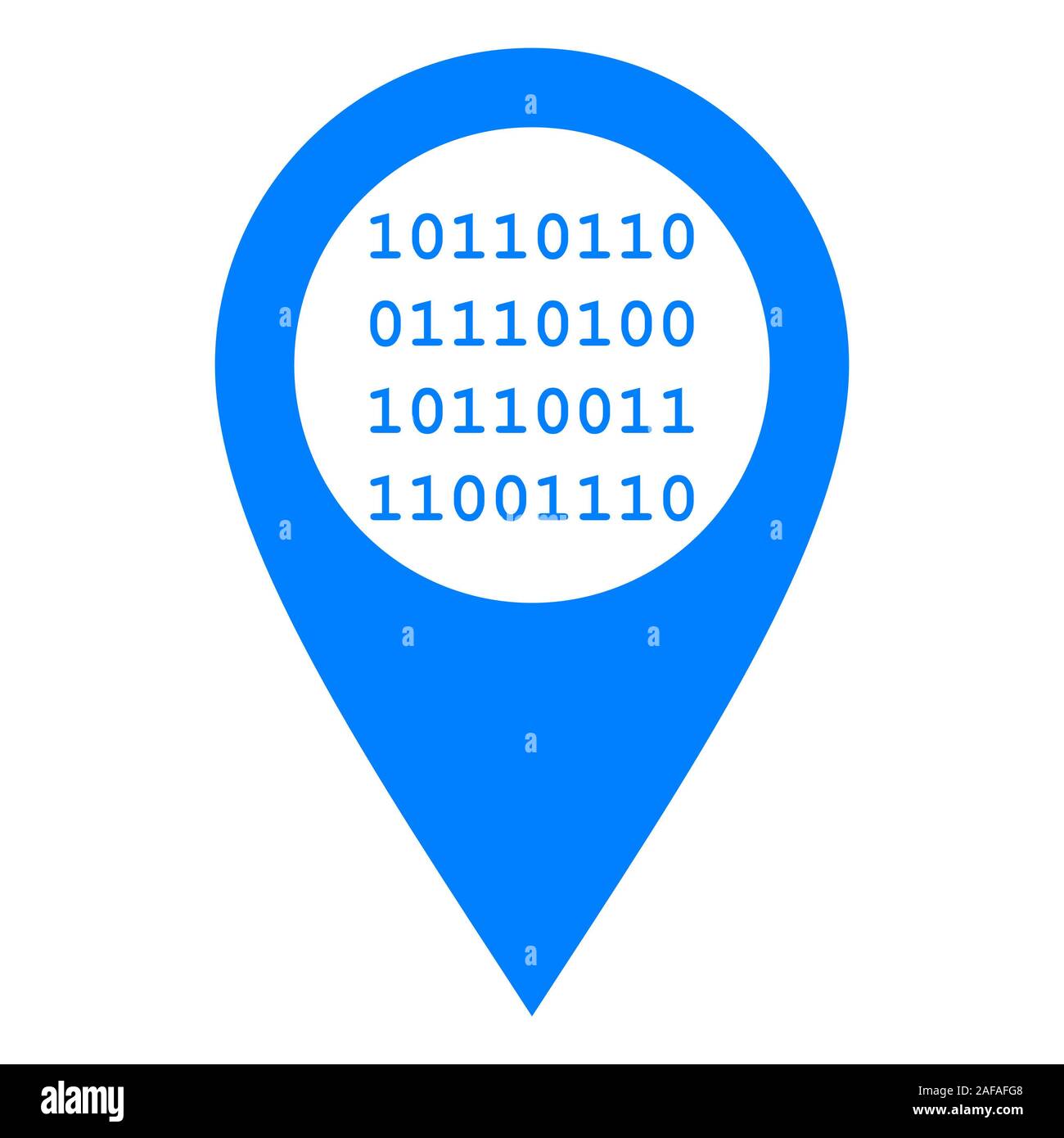 Binary code and location pin Stock Photo - Alamy