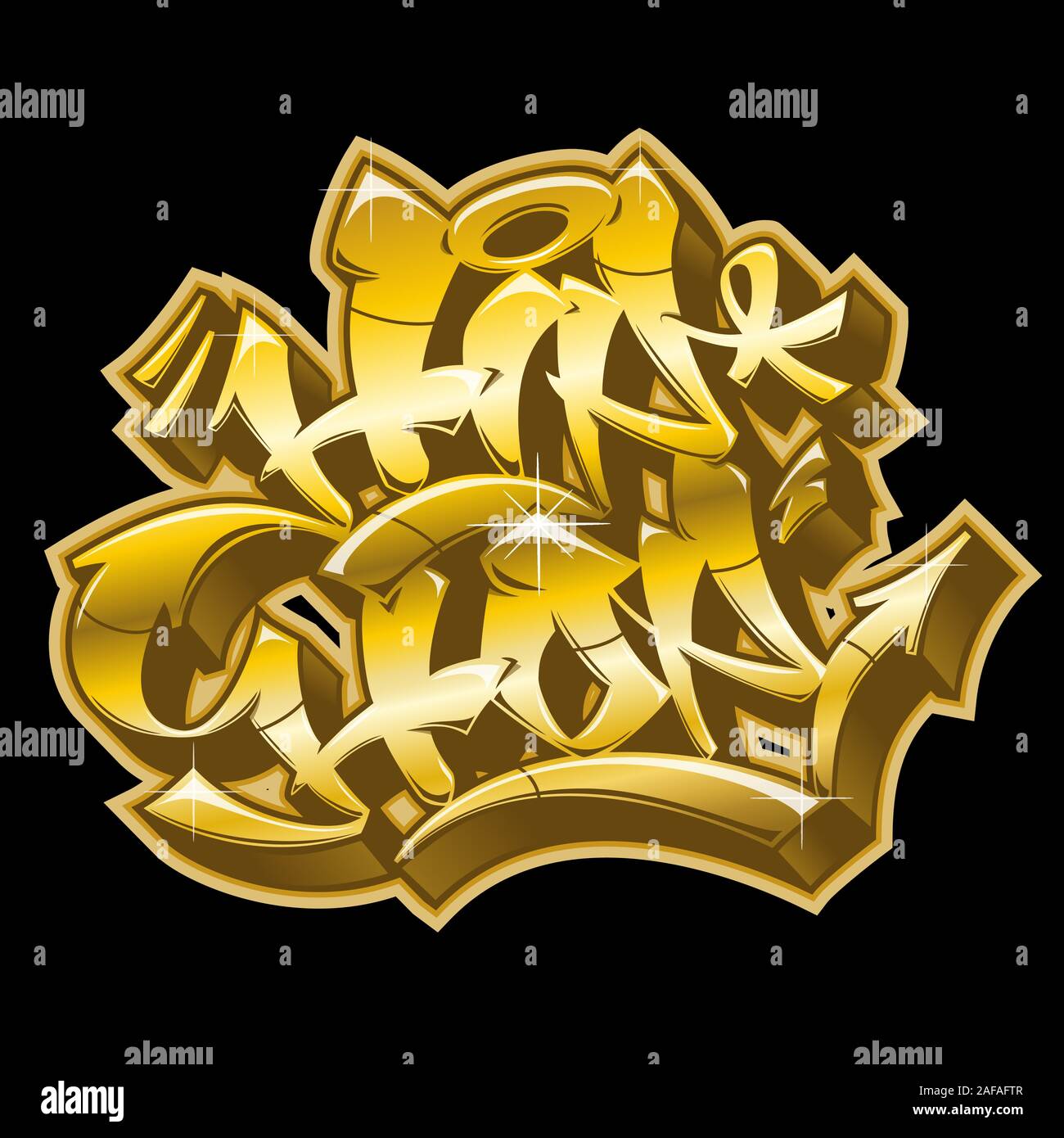 Golden graffiti Stock Vector Images - Alamy