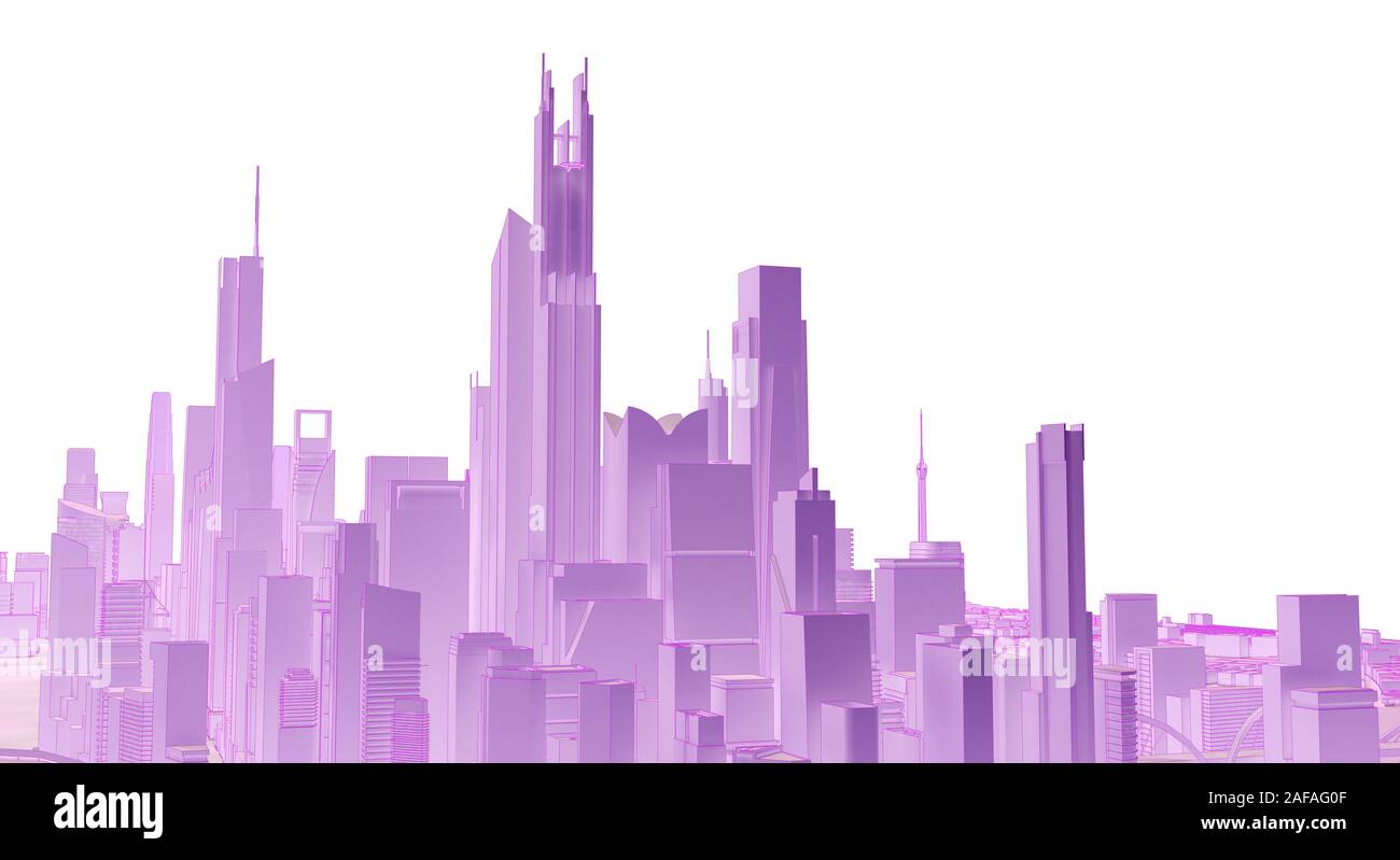 lilac low poly cityscape. 3d rendering Stock Photo - Alamy