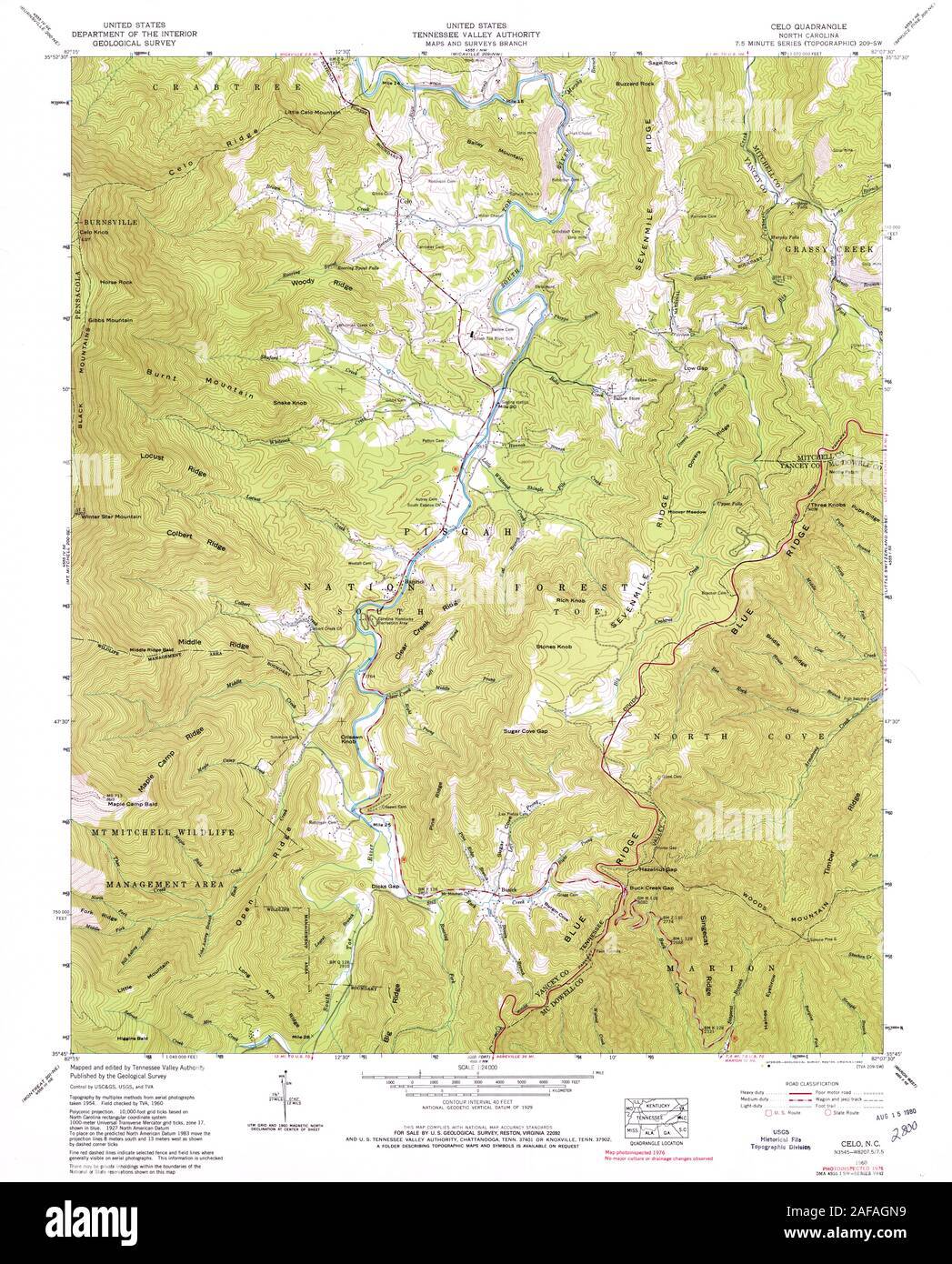 USGS TOPO Map North Carolina NC Celo 164149 1960 24000 Restoration ...