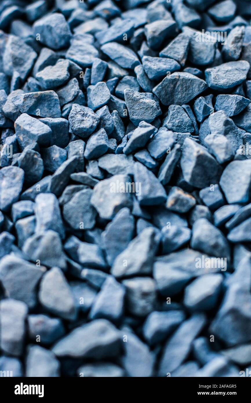 Decor, surface and nature concept - Blue stone pebbles as abstract ...