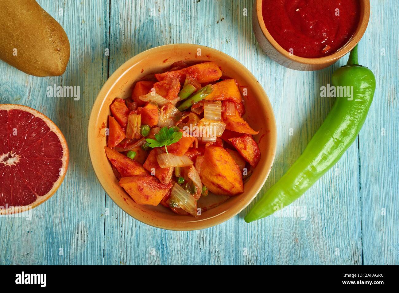 Marqa glarha, pumpkin stew, Tunisian cuisine, Traditional assorted ...
