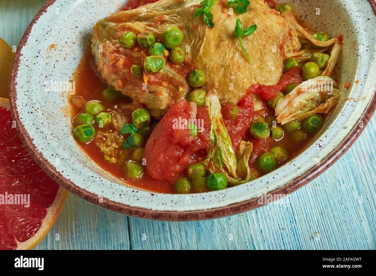 Marqa jelbana, chicken stew, Tunisian cuisine, Traditional assorted ...