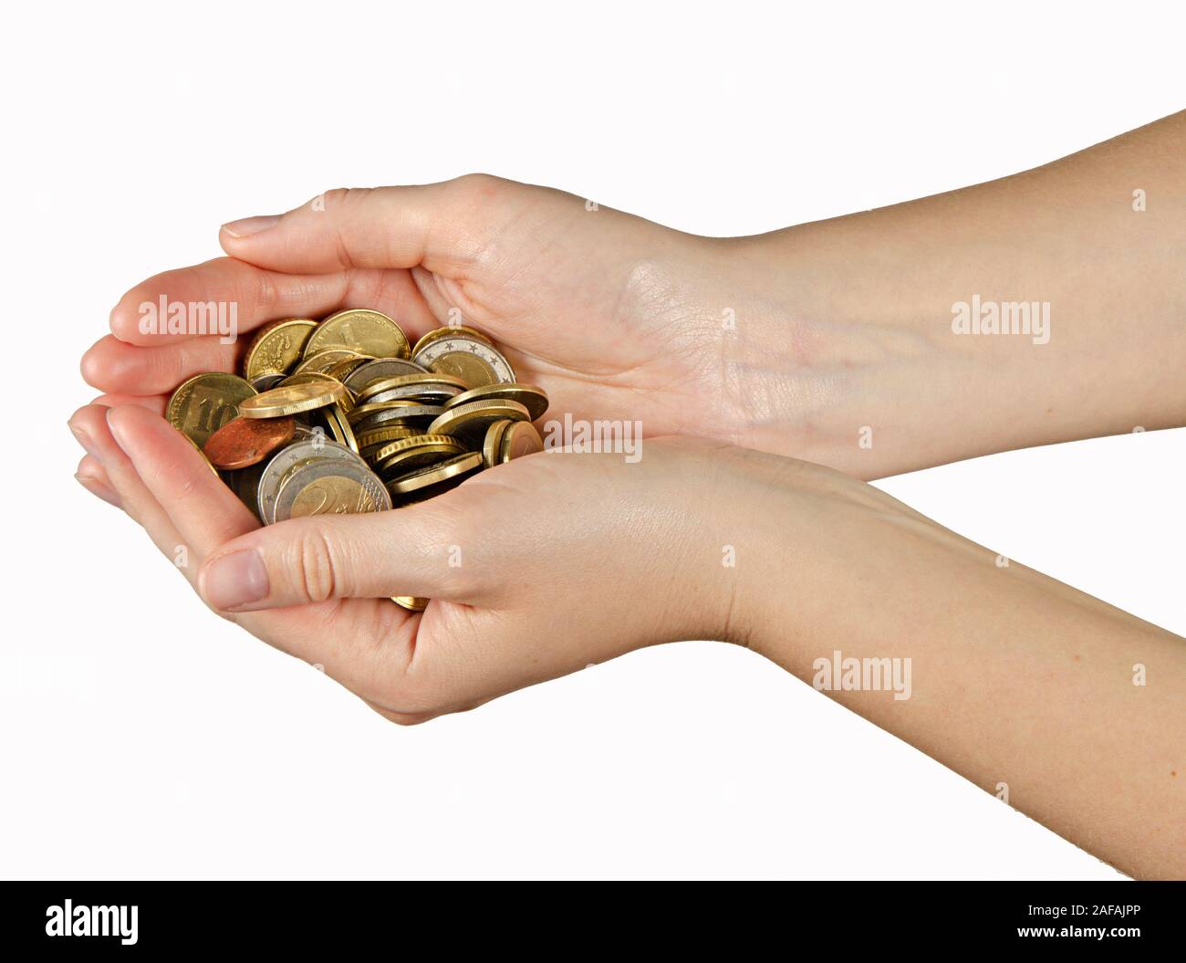 hands with coins Stock Photo - Alamy