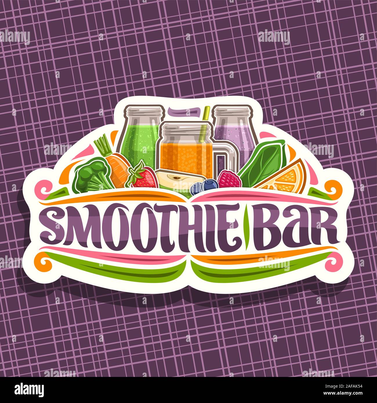 Vector logo for Smoothie Bar, decorative cut paper sticker with ...