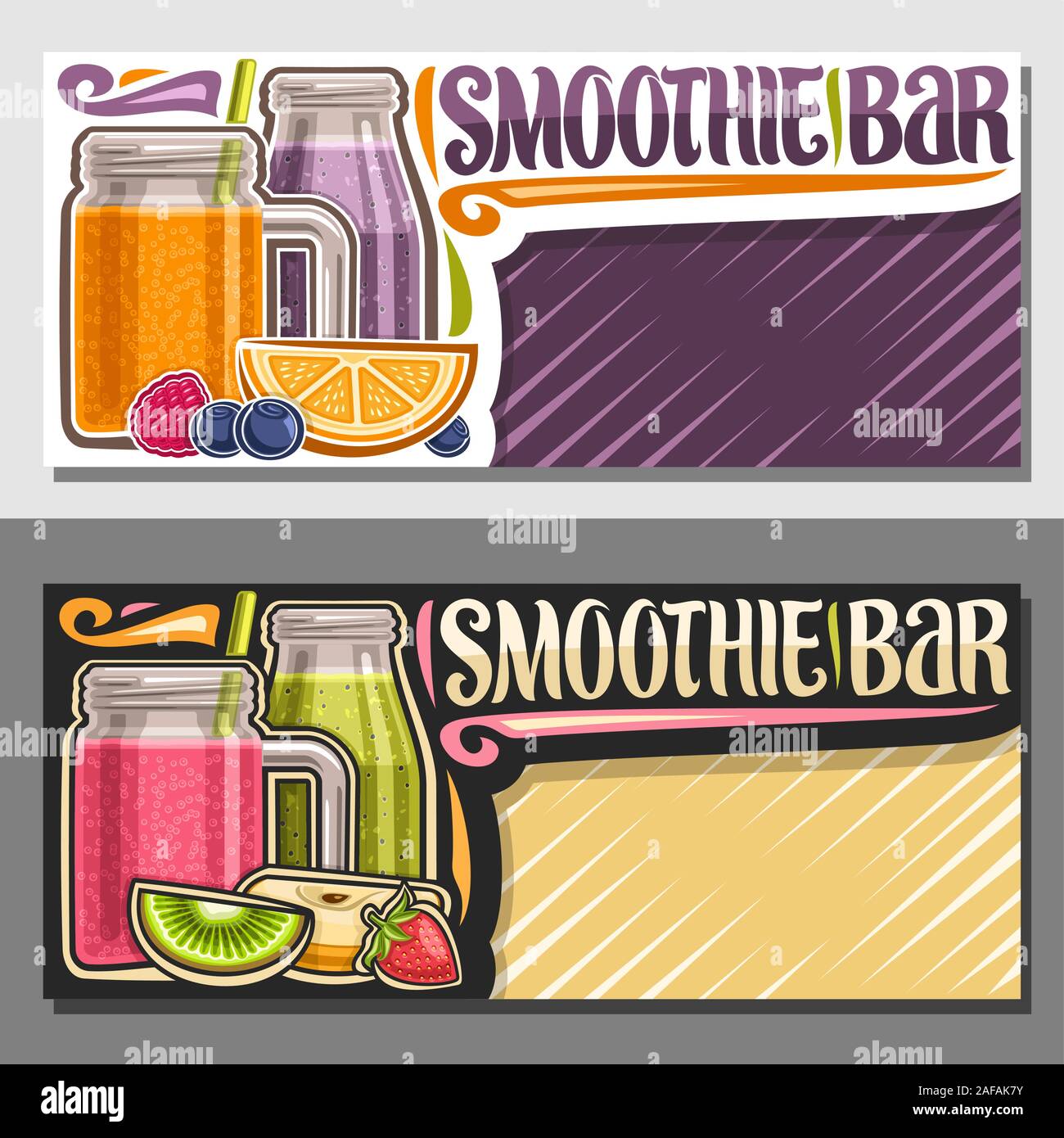 Vector layouts for Smoothie Bar with copy space, coupons with juicy ...
