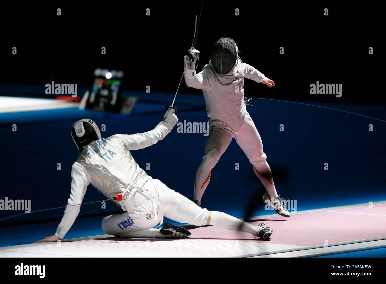 Chiba, Japan. 14th Dec, 2019. (L-R) Filippi Davide (ITA), Yuto Ueno (JPN) 2019 Fencing World Cup ...