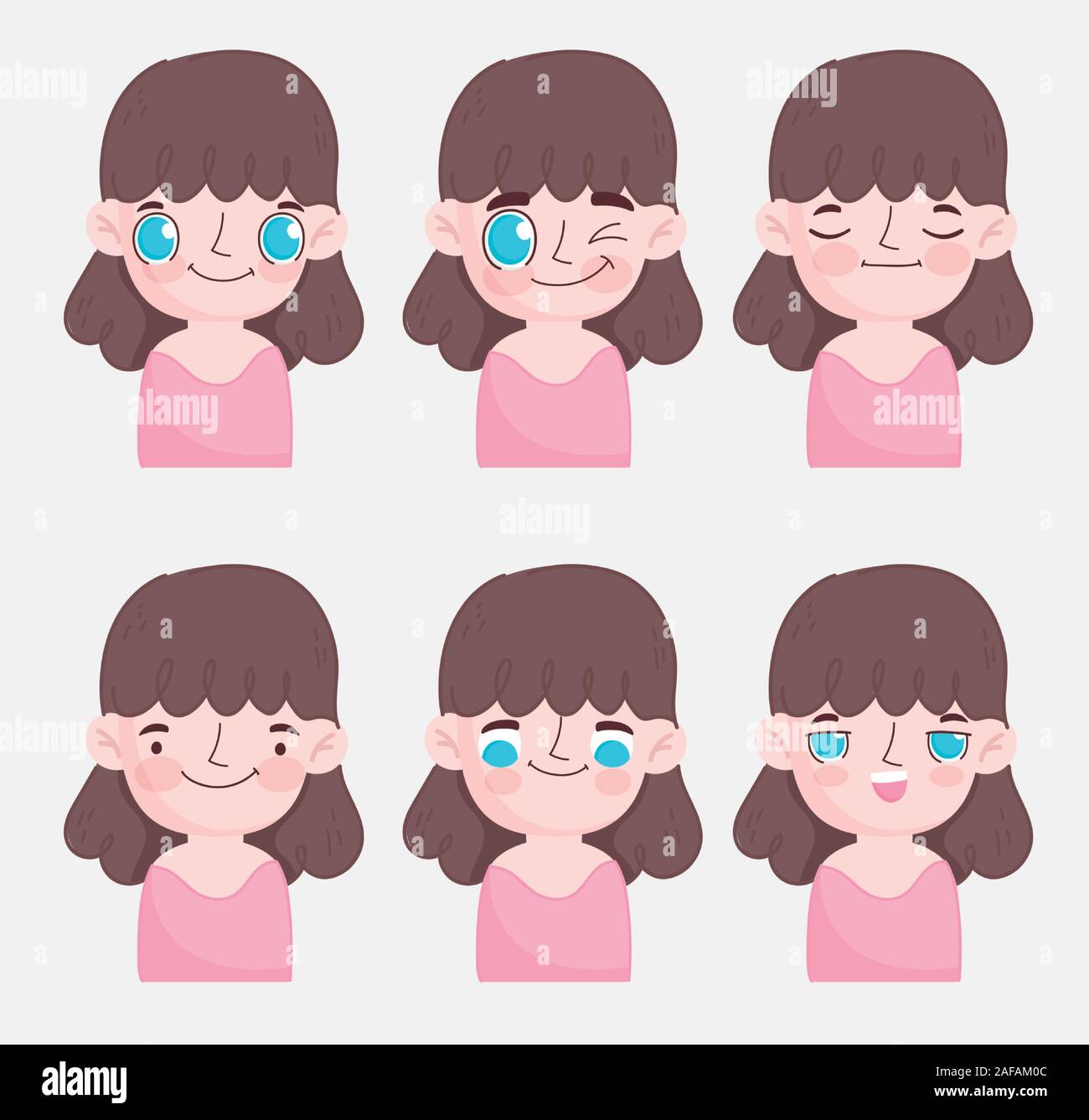 Cartoon People Faces Girl