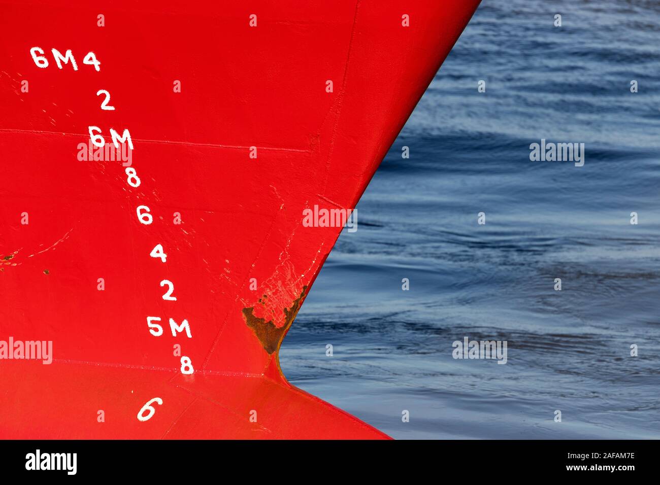 metric draft marks on a ship Stock Photo - Alamy