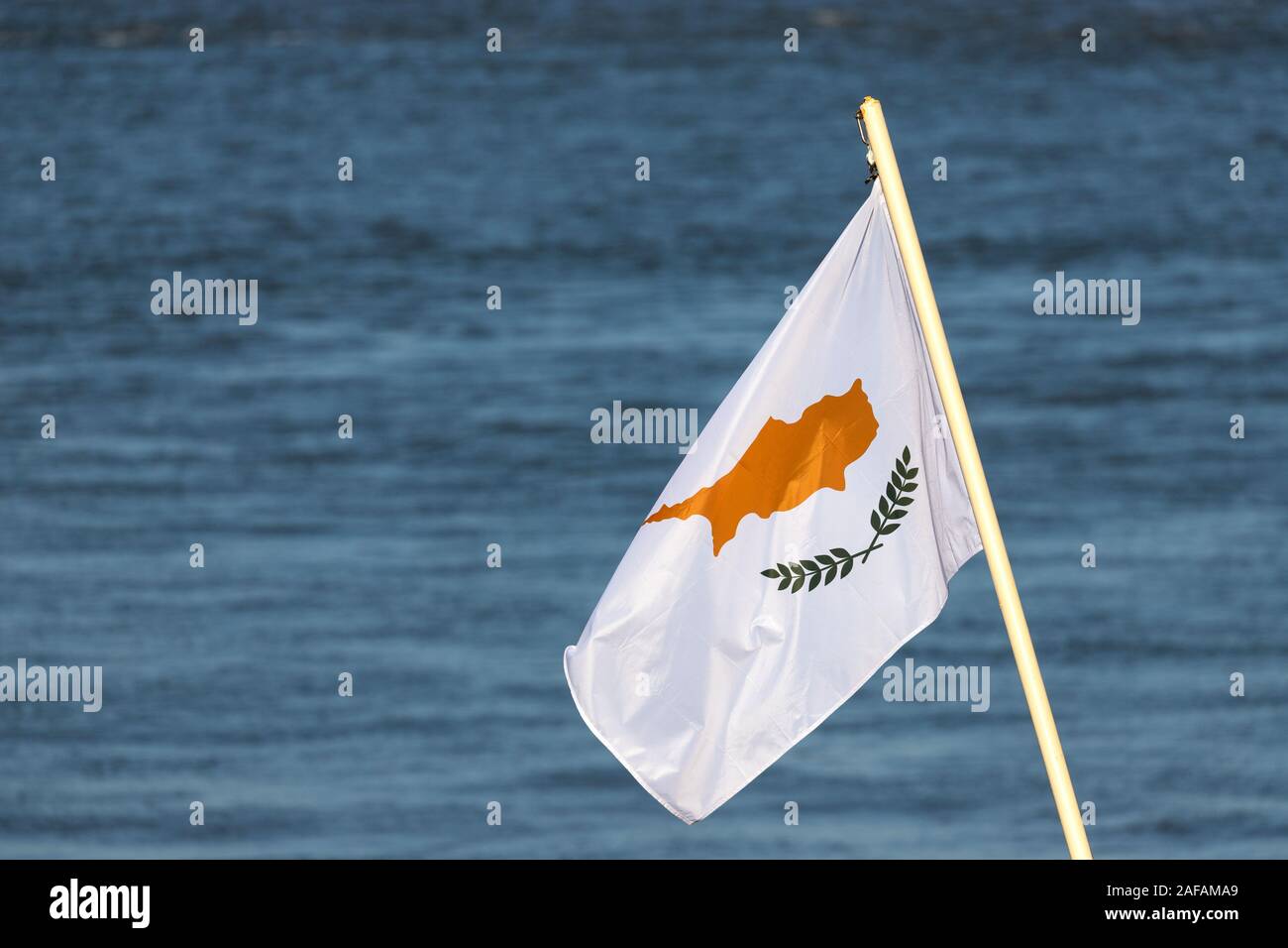 Cypriot flag on the stern of a ship Stock Photo - Alamy