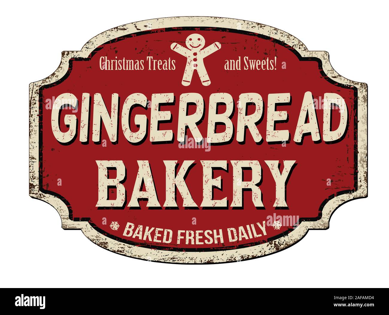Gingerbread bakery vintage rusty metal sign on a white background ...