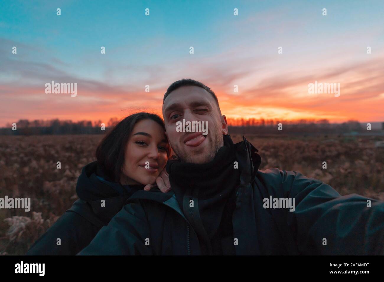 Beautiful couple making selfie hi-res stock photography and images - Alamy