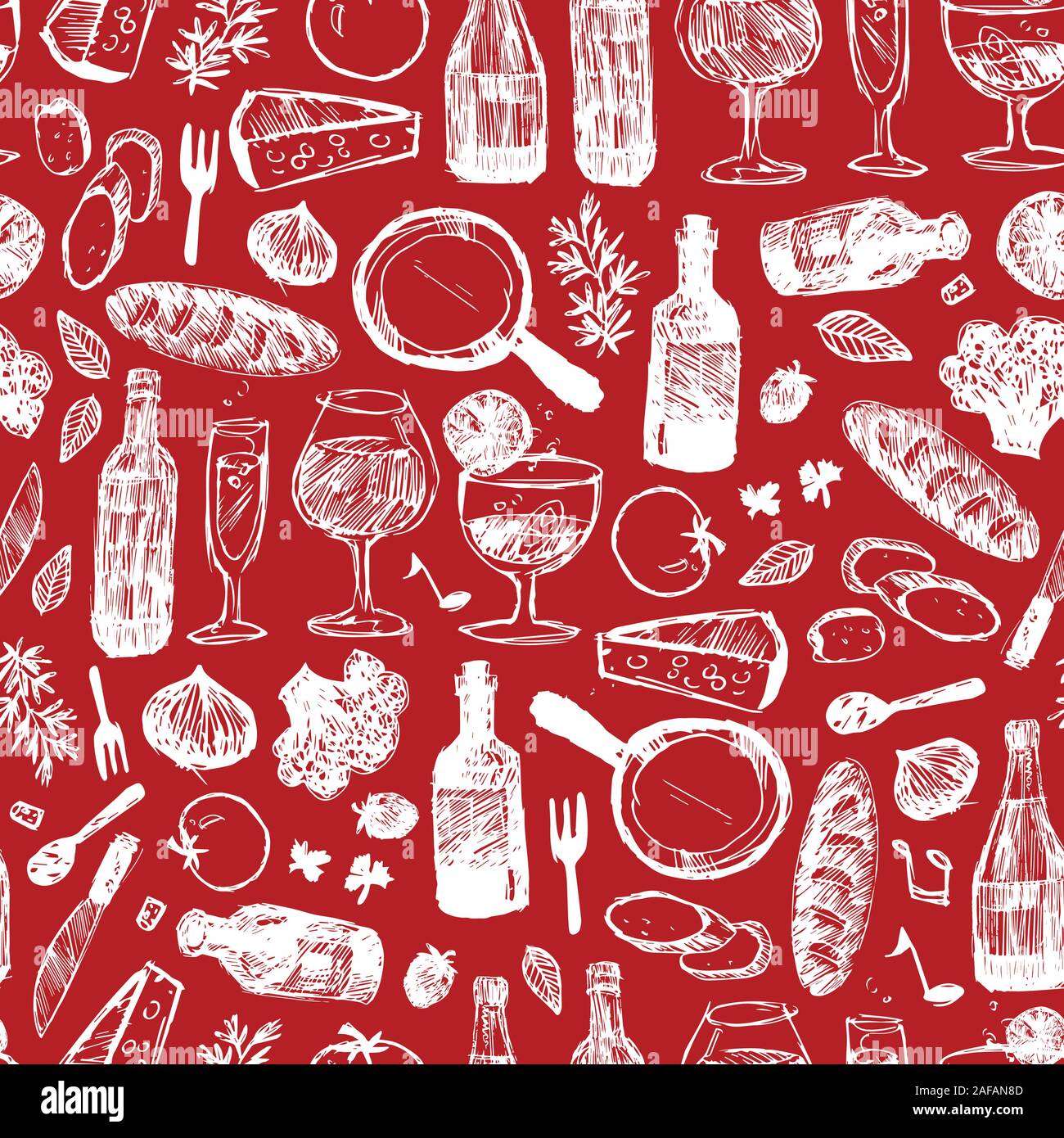 Vector monochrome red bar italia sketch illustration seamless pattern ...