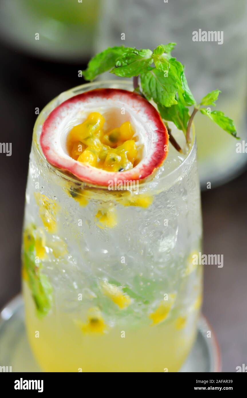 juice or passion fruit juice, passion fruit soda Stock Photo - Alamy