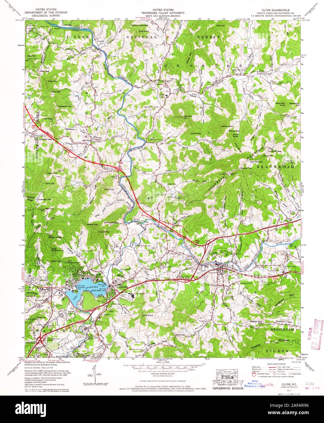 USGS TOPO Map North Carolina NC Clyde 164234 1967 24000 Restoration ...