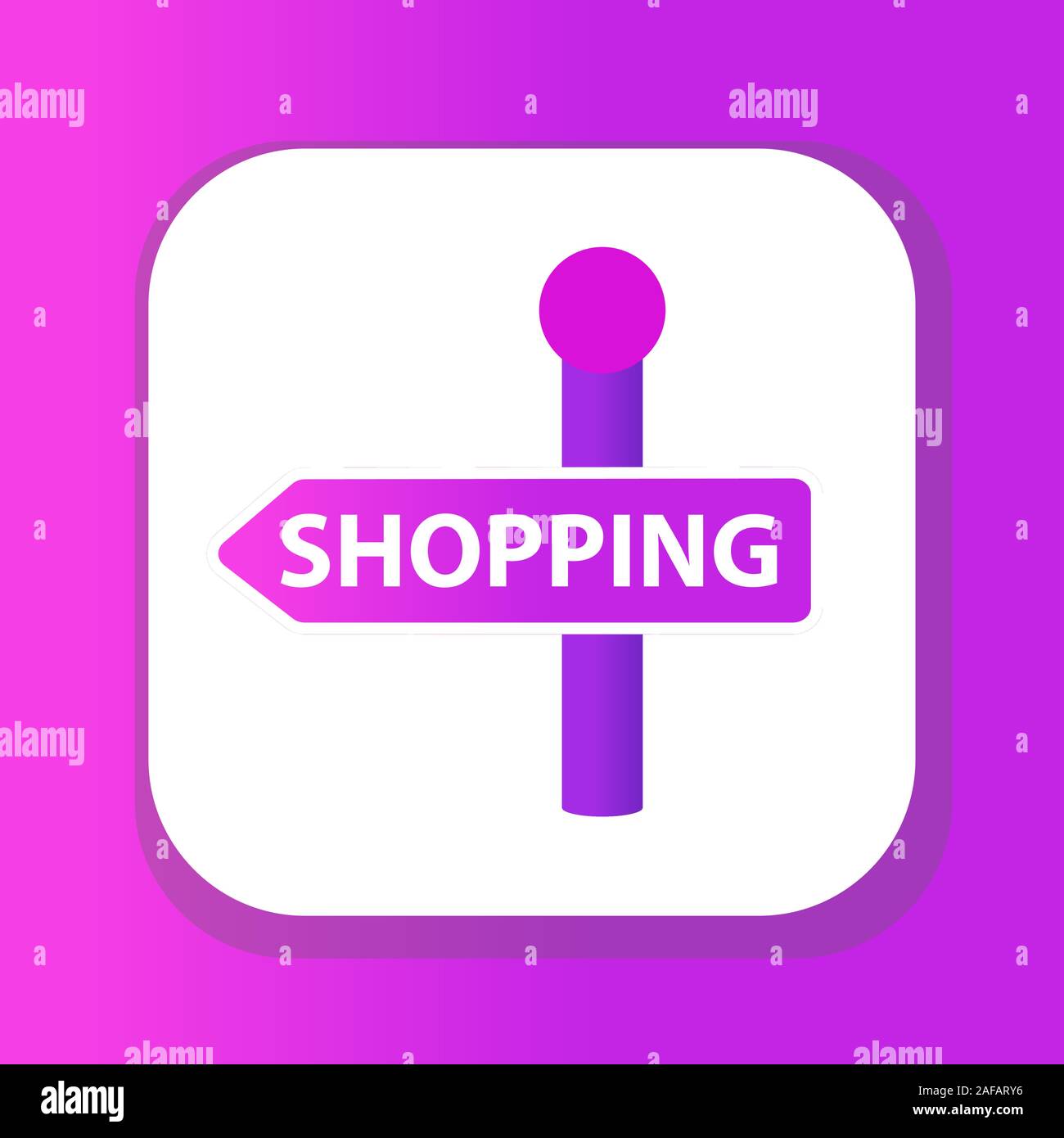 Signpost with the inscription shopping icon, flat design. Road sign ...