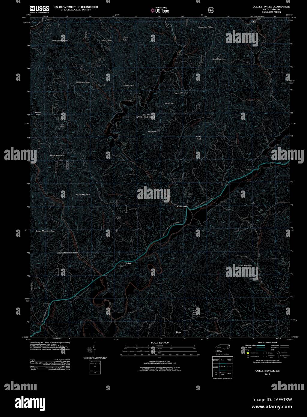 USGS TOPO Map North Carolina NC Collettsville 20110601 TM Inverted ...