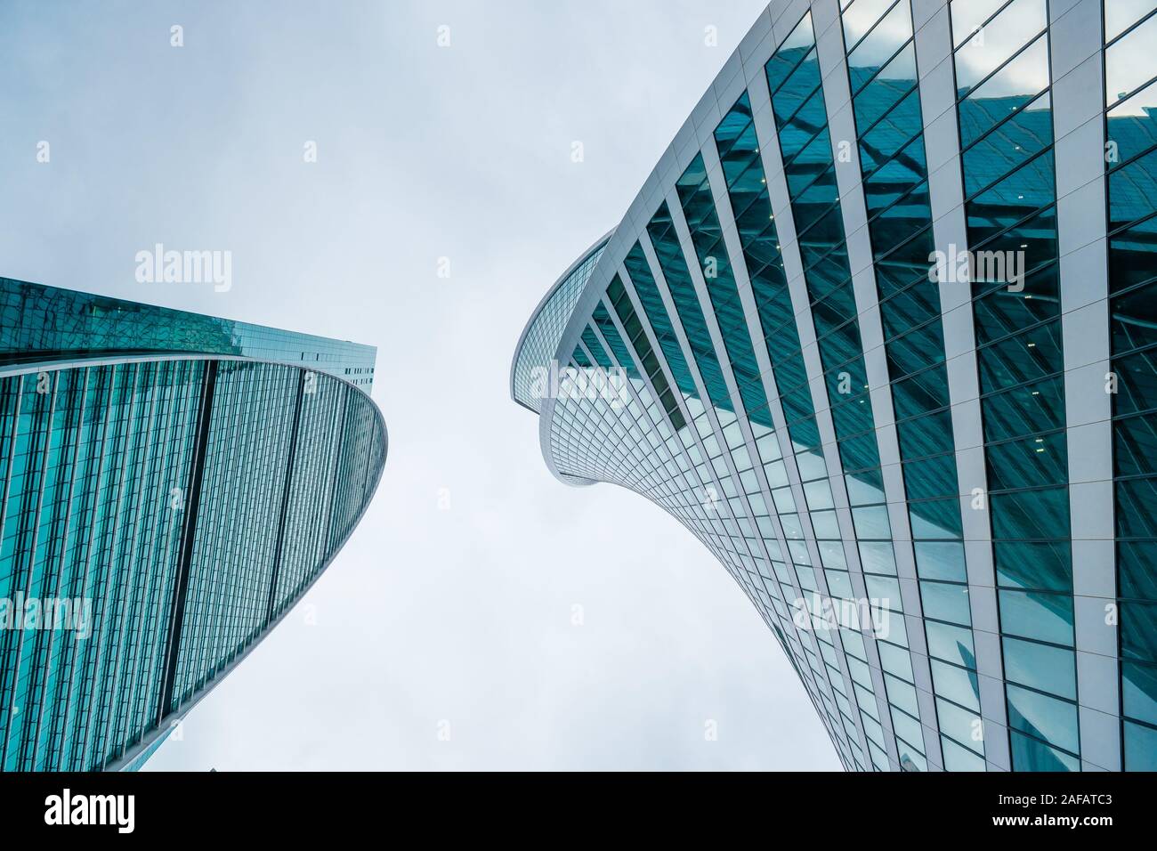 Skyscrapers in downtown area, bottom view Stock Photo - Alamy